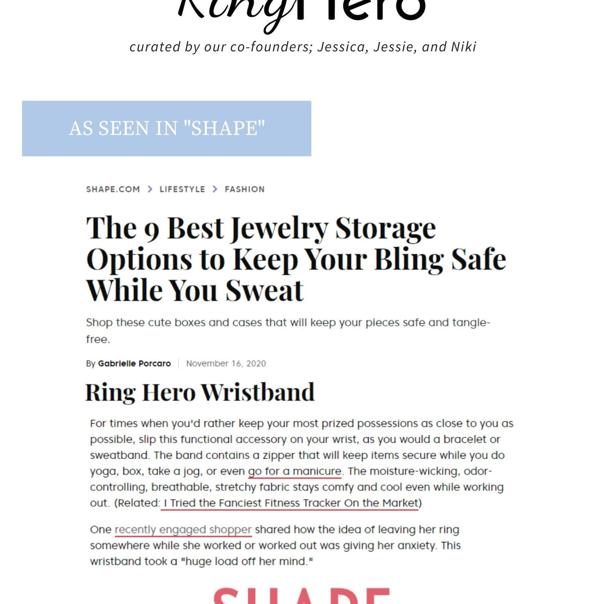 Did you see our FEATURE in SHAPE? – RingHero